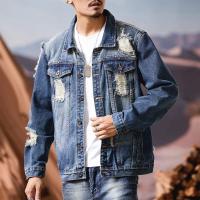China Single Breasted Blue Daily Fabric Hem french workwear jacket wholesale Long Sleeve Polyester 19% Custom (JK591) for sale