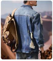 China Single Breasted Blue Daily Fabric Hem french workwear jacket wholesale Long Sleeve Polyester 19% Custom (JK591) for sale