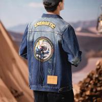China Fabric Hem Blue Daily Fabric Hem french workwear jacket wholesale Embroidered Long Sleeve Custom (JK558) for sale