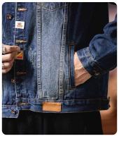 China Fabric Hem Blue Daily Fabric Hem french workwear jacket wholesale Embroidered Long Sleeve Custom (JK558) for sale