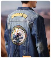 China Fabric Hem Blue Daily Fabric Hem french workwear jacket wholesale Embroidered Long Sleeve Custom (JK558) for sale