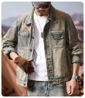 China Single Breasted Daily Fabric Hem Long Sleeve french workwear jacket wholesale Vintage Color Polyester 19% Custom (JK599) for sale