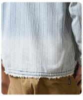 China Striped Raw Edge Light Blue french workwear jacket wholesale Youth Trend Long Sleeve Custom (CS015) for sale