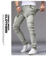 China Daily Mid Waist Green Blue wholesale skinny jeans mens Youth Trend Autumn 2025 Custom (Y240) for sale