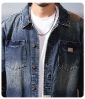 China Regular Blue Daily Fabric Hem french workwear jacket wholesale Long Sleeve Polyester 19% Custom (JK524) for sale