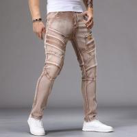 China Brown Blue Mid Waist Brown Blue Youth Trend wholesale skinny jeans mens Autumn 2025 Slight Stretch Custom (Y242) for sale