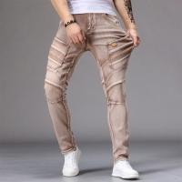 China Brown Blue Mid Waist Brown Blue Youth Trend wholesale skinny jeans mens Autumn 2025 Slight Stretch Custom (Y242) for sale