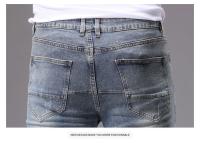 China Brown Blue Mid Waist Brown Blue Youth Trend wholesale skinny jeans mens Autumn 2025 Slight Stretch Custom (Y242) for sale