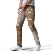 China Mid Waist Distressed Stone Washed wholesale skinny jeans mens Urban Fashion Khaki Army Green Custom (TM257) for sale