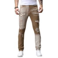 China Mid Waist Distressed Stone Washed wholesale skinny jeans mens Urban Fashion Khaki Army Green Custom (TM257) for sale