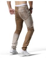 China Mid Waist Distressed Stone Washed wholesale skinny jeans mens Urban Fashion Khaki Army Green Custom (TM257) for sale
