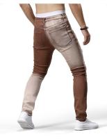China Mid Waist Distressed Stone Washed wholesale skinny jeans mens Urban Fashion Khaki Army Green Custom (TM257) for sale
