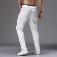 China Daily Trendy Mid Waist wholesale skinny jeans mens White Black Slight Stretch Custom (P399) for sale