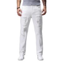 China Daily Trendy Mid Waist wholesale skinny jeans mens White Black Slight Stretch Custom (P399) for sale