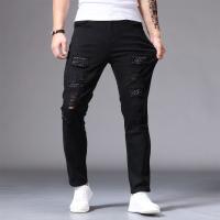 China Daily Trendy Mid Waist wholesale skinny jeans mens White Black Slight Stretch Custom (P399) for sale