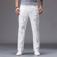 China Daily Trendy Mid Waist wholesale skinny jeans mens White Black Slight Stretch Custom (P399) for sale