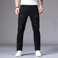 China Daily Trendy Mid Waist wholesale skinny jeans mens White Black Slight Stretch Custom (P399) for sale
