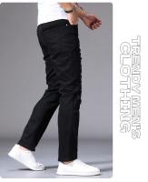 China Daily Trendy Mid Waist wholesale skinny jeans mens White Black Slight Stretch Custom (P399) for sale