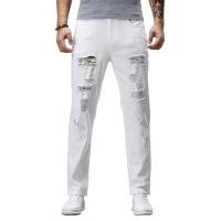 China White Daily Mid Waist wholesale skinny jeans mens Youth Trend Regular Fit Custom (P396) for sale