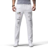 China White Daily Mid Waist wholesale skinny jeans mens Youth Trend Regular Fit Custom (P396) for sale