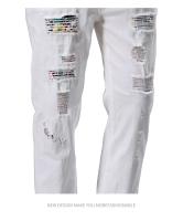 China White Daily Mid Waist wholesale skinny jeans mens Youth Trend Regular Fit Custom (P396) for sale