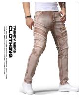 China Daily Mid Waist Brown Blue wholesale skinny jeans mens Youth Trend Autumn 2025 Custom (Y242) for sale