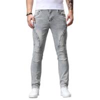 China Blue Daily Mid Waist wholesale skinny jeans mens Youth Trend Slight Stretch Custom (Y241) for sale