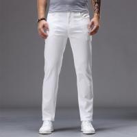 China White White Daily Mid Waist wholesale skinny jeans mens Minimalist Regular Fit Custom (P321) for sale
