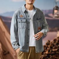China Blue Solid Color Youth Trend mens wholesale dress shirts Long Sleeve Lapel Collar Custom (CS006) for sale