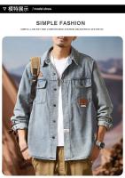 China Blue Solid Color Youth Trend mens wholesale dress shirts Long Sleeve Lapel Collar Custom (CS006) for sale