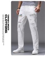 China White Daily Washed wholesale skinny jeans mens Mid Waist Distressed Custom (P396) for sale