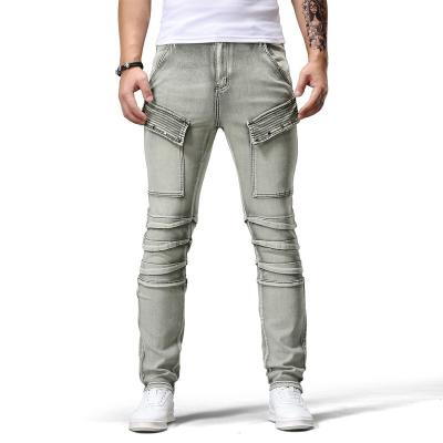 China Outdoor Mid Waist Green Blue wholesale skinny jeans mens Stone Wash Youth Trend Custom (Y240) for sale