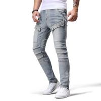 China Outdoor Mid Waist Green Blue wholesale skinny jeans mens Stone Wash Youth Trend Custom (Y240) for sale