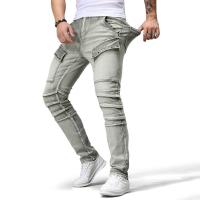 China Outdoor Mid Waist Green Blue wholesale skinny jeans mens Stone Wash Youth Trend Custom (Y240) for sale