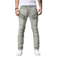 China Outdoor Mid Waist Green Blue wholesale skinny jeans mens Stone Wash Youth Trend Custom (Y240) for sale