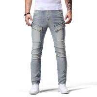 China Outdoor Mid Waist Green Blue wholesale skinny jeans mens Stone Wash Youth Trend Custom (Y240) for sale
