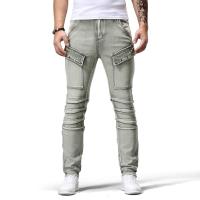 China Outdoor Mid Waist Green Blue wholesale skinny jeans mens Stone Wash Youth Trend Custom (Y240) for sale