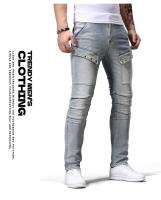 China Outdoor Mid Waist Green Blue wholesale skinny jeans mens Stone Wash Youth Trend Custom (Y240) for sale