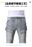 China Outdoor Mid Waist Green Blue wholesale skinny jeans mens Stone Wash Youth Trend Custom (Y240) for sale