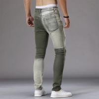 China Daily Mid Waist Stone Washed wholesale skinny jeans mens Urban Fashion Khaki Army Green Custom (TM257) for sale