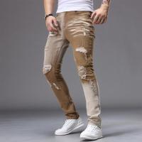 China Daily Mid Waist Stone Washed wholesale skinny jeans mens Urban Fashion Khaki Army Green Custom (TM257) for sale