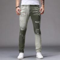 China Daily Mid Waist Stone Washed wholesale skinny jeans mens Urban Fashion Khaki Army Green Custom (TM257) for sale