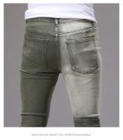China Daily Mid Waist Stone Washed wholesale skinny jeans mens Urban Fashion Khaki Army Green Custom (TM257) for sale
