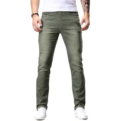China Mid Waist Washed Mid Waist Youth Trend wholesale skinny jeans mens Blue Army Green Khaki Dark Grey Regular Custom (MG109) for sale
