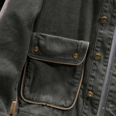 China Army Green Fabric Hem Cotton 100% french workwear jacket wholesale Long Sleeve Autumn 2025 Custom (JK761) for sale