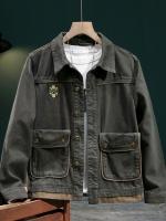 China Army Green Fabric Hem Cotton 100% french workwear jacket wholesale Long Sleeve Autumn 2025 Custom (JK761) for sale