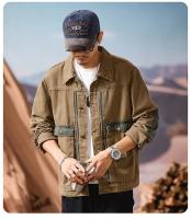 China Cotton 100% Daily Fabric Hem Color Block french workwear jacket wholesale Cotton 100% Long Sleeve Custom (JK750) for sale