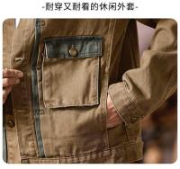 China Cotton 100% Daily Fabric Hem Color Block french workwear jacket wholesale Cotton 100% Long Sleeve Custom (JK750) for sale