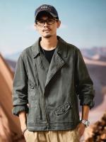China Cotton 100% Daily Army Green Fabric Hem french workwear jacket wholesale Cotton 100% Long Sleeve Custom (JK733) for sale