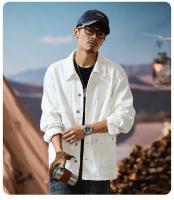 China White Daily Fabric Hem french workwear jacket wholesale Cotton 100% Long Sleeve Custom (JK739) for sale